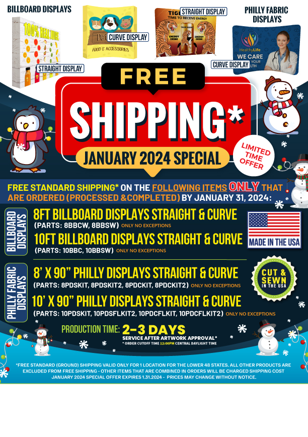 FREE SHIPPING ON PHILLY and BILLBOARD trade show displays - Proudly ...