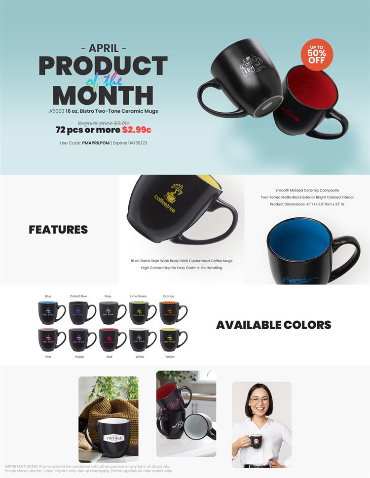 April Product of the Month: 16 oz Ceramic Mugs