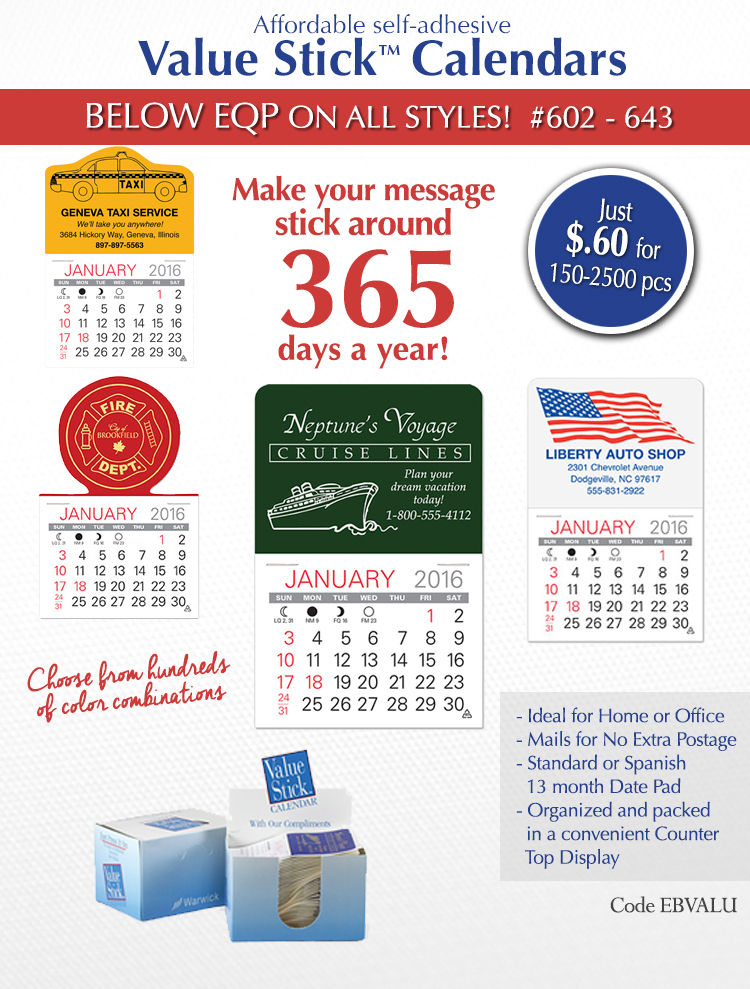 Value Stick Calendars Below EQP