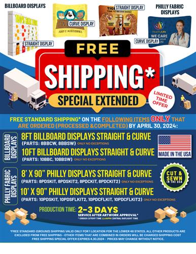 FREE SHIPPING ON PHILLY and BILLBOARD trade show displays - Proudly ...