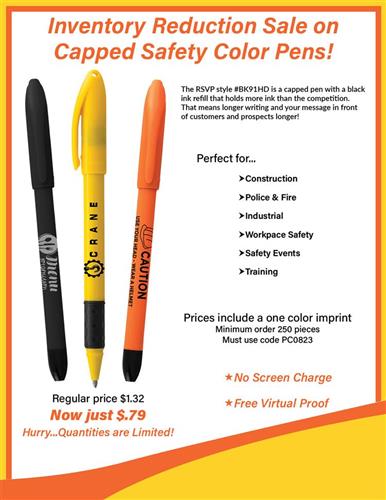 Close Out Deals: Retractable Safety Color Pens!