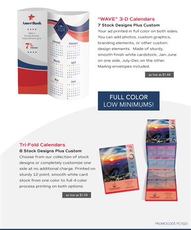 Full Color Calendars 50 Piece Minimum